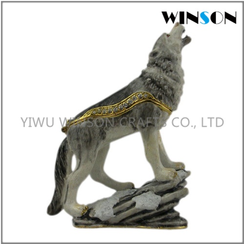 wolf shape trinket box/handmade enamel jewelry box wholesale/dressing ...