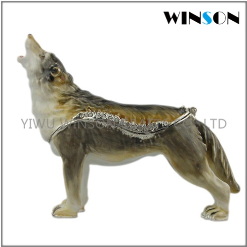 crystals wolf pewter jewelry box/wolf shape trinket box/handmade luxury ...