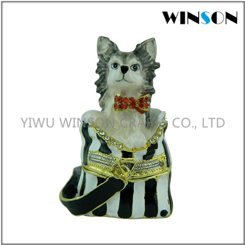dog metal crafts /handmade enamel jewelry box wholesale/ jeweled ...