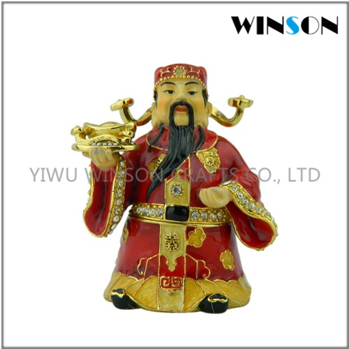 Jeweled Chinese God Trinket Box