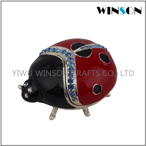 China Manufacturer of Enameled Ladybug Jewelry Trinket Box