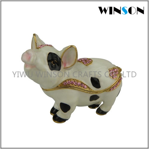 pig shape trinket box/pewter jewelry box/jeweled trinket box/home decor ...
