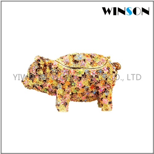 pig shape trinket box/ jeweled trinket box/pewter jewelry box
