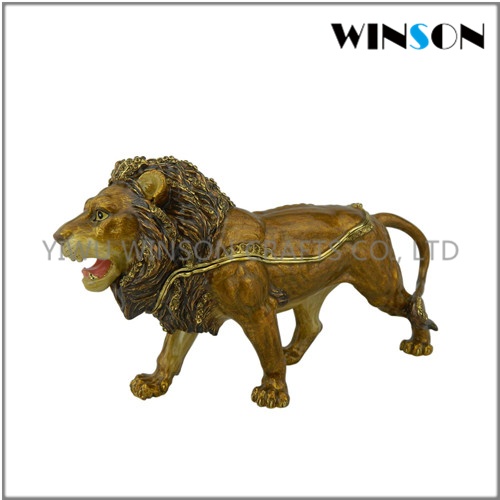 lion shape trinket box/ jeweled trinket box /handmade enamel jewelry ...