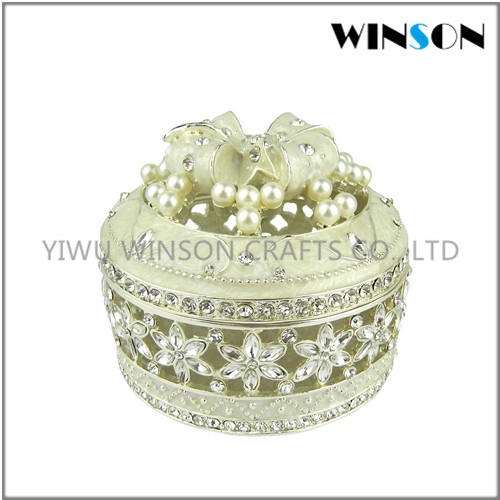 round metal crafts /handmade enamel jewelry box wholesale/ jeweled ...