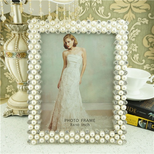 Wedding gifts/elegant pearls photo frame/bling crystals photo frame