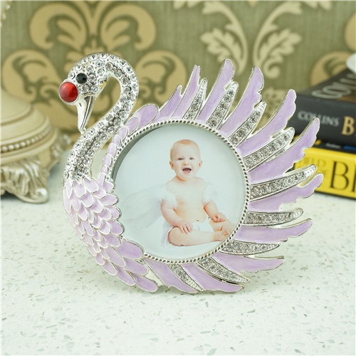 mini baby metal photo frame for picture/Crystals Swan photo frame ...
