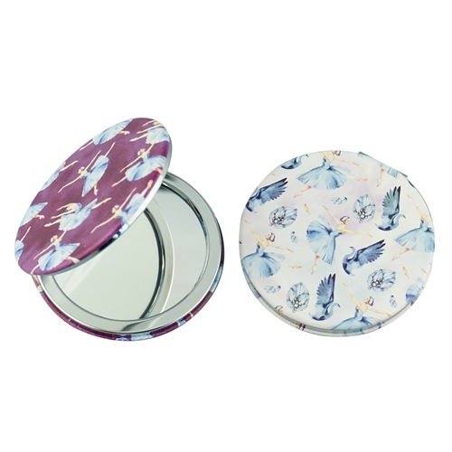 flower PU compact mirror/customized design makeup mirror/folded pocket ...