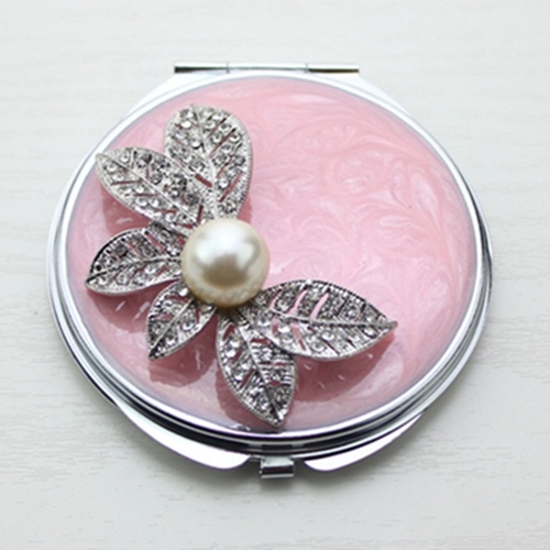 Crystal Flower Compact Mirror