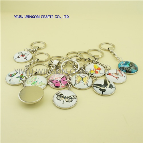 Promotional Gifts Round Glass Key Chain/Custom Design Key Ring