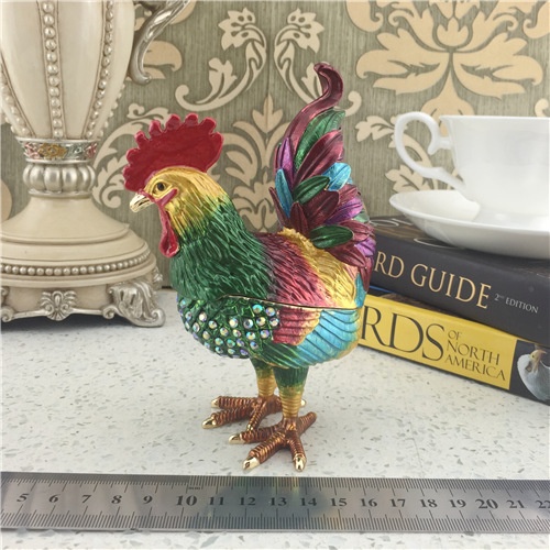 Painted Metal Jewel Box/Animal Chicken Jewelry Box