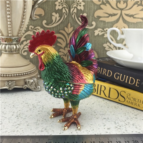 Painted Metal Jewel Box/Animal Chicken Jewelry Box