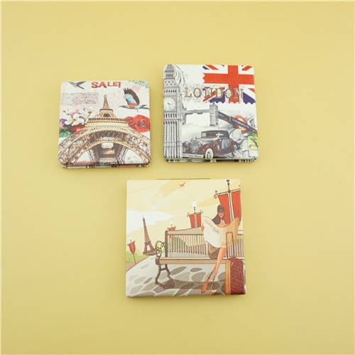 Square compact mirror/PU customized compact mirrors