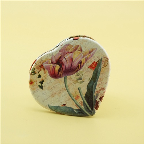 Heart-shaped pretty compact mirror/PU small pocket mirror