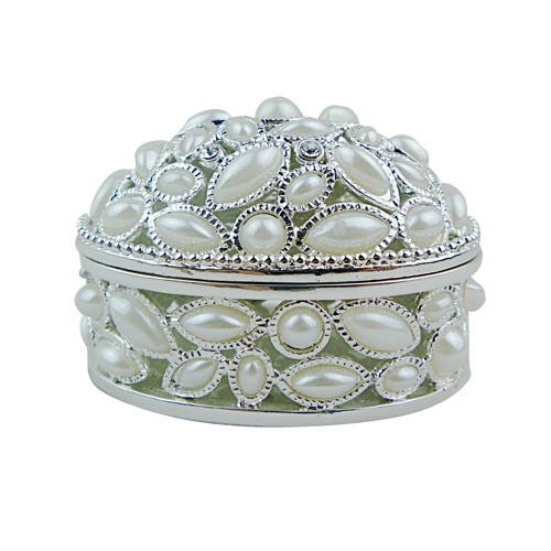 pearl jewelry box pewter trinket box