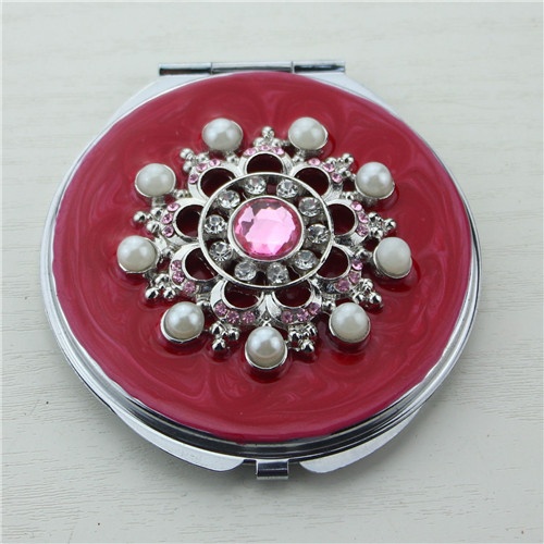 round metal compact mirror pocket mirror makeup mirror for GIFT