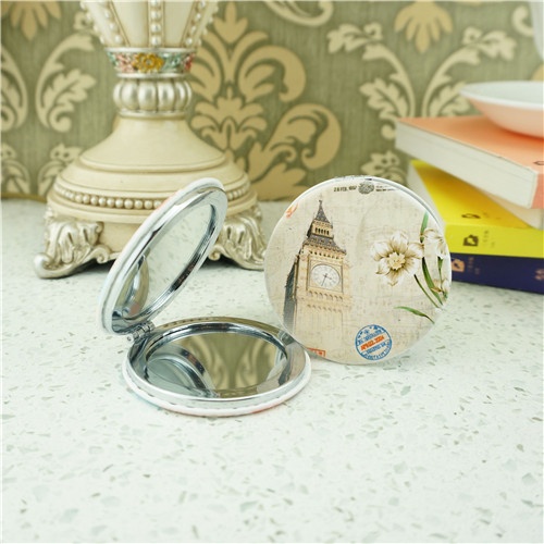 promotion product customized design leather compact mirror makeup ...