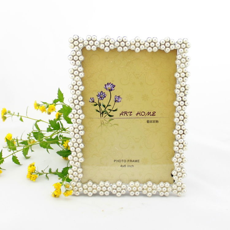 pearls picture frames, 4x6 photo frames, silver wedding favor