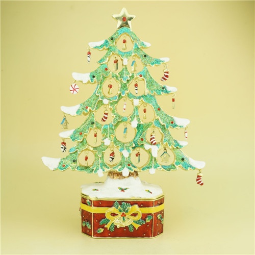 Christmas decor pewter Christmas tree jewelry box metal trinket box ...
