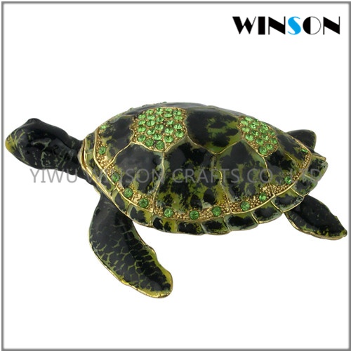 pewter jewelry box/turtle shape trinket box/crystal pewter jewelry box