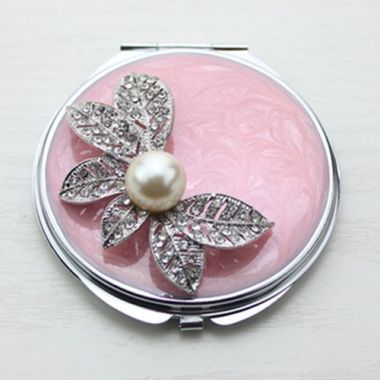Crystal Flower Compact Mirror