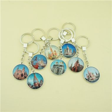 Glass Key Chain with Single Side Printing Moscow View