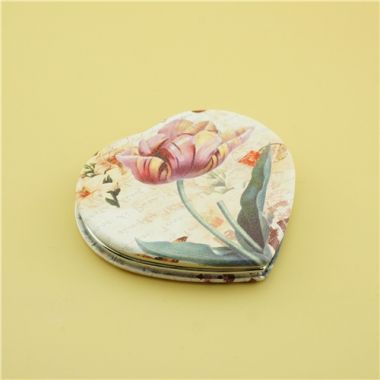Heart-shaped pretty compact mirror/PU small pocket mirror