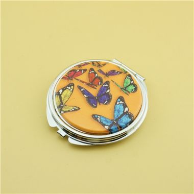 Round butterfly compact mirror/PU pocket mirror