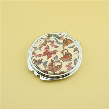 Round butterfly compact mirror/PU pocket mirror