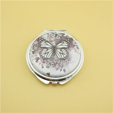 Round fashion pocket mirror/PU personalized compact mirror