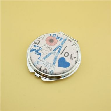 Round fashion pocket mirror/PU personalized compact mirror