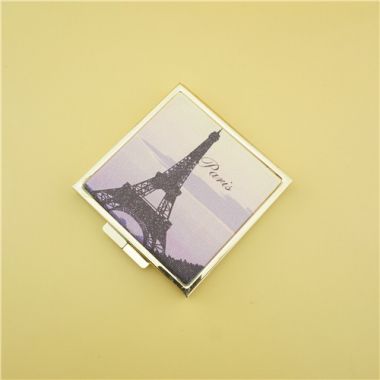 Simple PU compact mirror/metal compact mirror