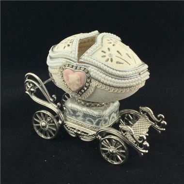 Handmade real goose egg romantic carriage music box keepsake