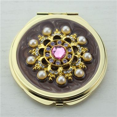round metal compact mirror pocket mirror makeup mirror for GIFT